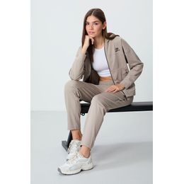 Damen Kapuzen Sweatshirt mit Rei&szlig;verschluss und Hose Set