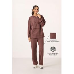 Oversized Kapuzenpullover und weit geschnittene Hose Set