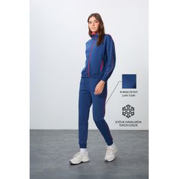 Oversized Sweatshirt mit Rei&szlig;verschlusskragen und Hose Set