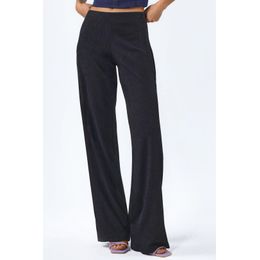 Hochtaillierte gerade Crepe-Hosen mit Schlitz