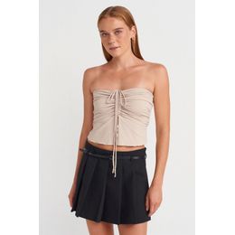 Damen Strapless Crop-Bluse mit Bindeband-Detail