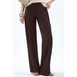 Hochtaillierte gerade Crepe-Hosen mit Schlitz