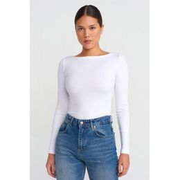 Damen Slim-Fit Boot-Ausschnitt Langarmbluse