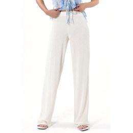Hochtaillierte gerade Crepe-Hosen mit Schlitz