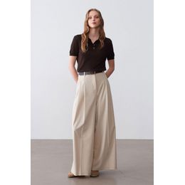 Damen High-Waist Weitbein-Crepe-Hosen