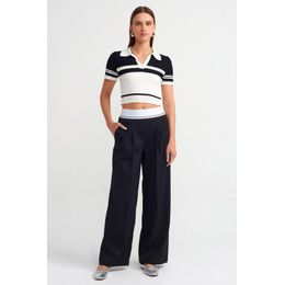Hoch taillierte weite Crepe-Hosen