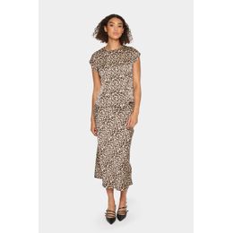 Saint Tropez Kurzarm-Bluse Gerade Passform Black Reg Leo leopard