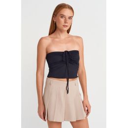 Damen Strapless Crop-Bluse mit Bindeband-Detail