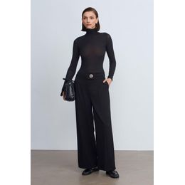 Hoch taillierte weite Crepe-Hosen