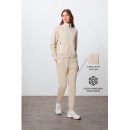 Oversized Sweatshirt mit Rei&szlig;verschlusskragen und Hose Set