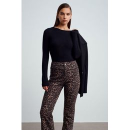 Damen Rippstrick Bootsausschnitt Langarmbluse