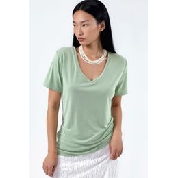 V-Ausschnitt Kurzarm Modal Bluse