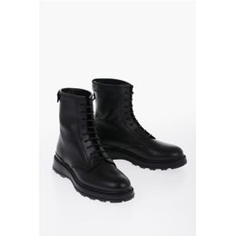 Woolrich Strukturierter Leder-Arbeitsstiefel mit Rei&szlig;verschluss in Schwarz