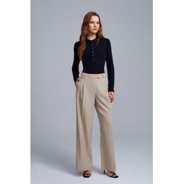 Damen High-Waist Weitbein-Crepe-Hosen