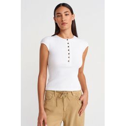 Figurbetontes Baumwoll-Jersey Rundhals-T-Shirt
