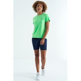 Damen entspanntes Crew-Neck T-Shirt mit seitlichen Schlitzen