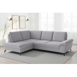 Sit & More Ecksofa SIT & MORE "Chelsea L-Form, B: 264 cm, mit Armteil-& Sitztiefenverstellung", silber, B:249cm H:89cm T:190cm, 100% Polyester, Sofas, Ecksofa, optional Bettfunktion und Bettkasten