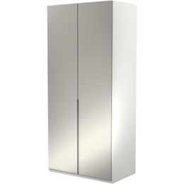 Kleiderschrank Musterring "San Diego, Kleiderschrank, Schrank, Garderobe, mit Glast&uuml;ren", wei&szlig;, B:100cm H:216cm T:58cm, Glas, Holzwerkstoff, Schr&auml;nke, Kleiderschrank, 2-t&uuml;rig (ged&auml;mpft), 2 B&ouml;den, 1 Kleiderstange, Chromgriffe