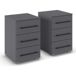 Nachtkommode OTTO HOME "Nachttisch Nachtschrank Schubladen Sideboard Schubladenkommode AVOLA", graumetallic, B:40cm H:61cm T:42cm, Holzwerkstoff, Sideboards, mit 3 ger&auml;umigen Schubladen f&uuml;r viel Stauraum MADE IN GERMANY