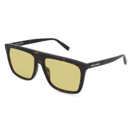 SAINT LAURENT SL 904 | Herren-Sonnenbrille | Fassung: Vollrand, Eckig, Acetat, Havanna | Glasfarbe: Gelb
