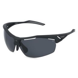 Rudy Project SQ011006-0000 SYDUS | Unisex-Sonnenbrille | Fassung: Halbrand, Oval, Kunststoff, Schwarz Matt | Glasfarbe: Grau