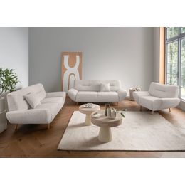 Polstergarnitur Home Affairewei&szlig;, wei&szlig;, Sitzm&ouml;bel-Sets, "DRAGO Set 3-2-1, zeitlose Garnitur, bodenfrei, Holzfu&szlig;"