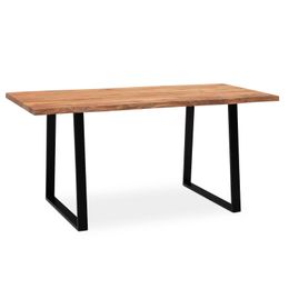 KADIMA DESIGN Schreibtisch Massivholz Baumkante Handgefertigt Akazie TARN, Goldbraun-Schwarz 140x80x76 cm