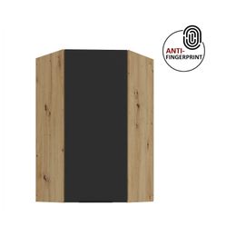 K&uuml;chen-Preisbombe K&uuml;che ARIA Eckh&auml;ngeschrank 60 cm, H&ouml;he 90 Schwarz K&uuml;chenzeile Anti Fingerprint