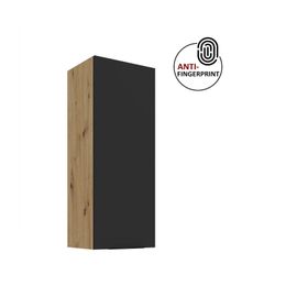 K&uuml;chen-Preisbombe K&uuml;che ARIA H&auml;ngeschrank 40 cm H&ouml;he 90 cm Schwarz K&uuml;chenzeile Anti Fingerprint