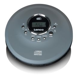 Lenco CD-400GY Portabler CD-Player mit DAB+ Radio, Anti-Shock-Funktion und Lithium-Akku