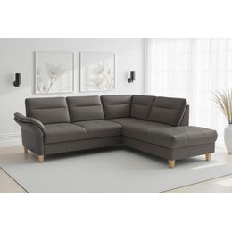 Sit & More Ecksofa SIT & MORE "Pamela L-Form, Leder, B: 218 cm", grau (mocca), B:218cm H:90cm T:212cm, Sofas, Ecksofa, optional Armteilverstellung, Bettfunktion & Bettkasten