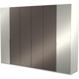 Kleiderschrank Musterring "San Diego, Kleiderschrank, Schrank, Garderobe, mit Glast&uuml;ren", wei&szlig;, B:300cm H:236cm T:58cm, Glas, Holzwerkstoff, Schr&auml;nke, Kleiderschrank, 6-t&uuml;rig (ged&auml;mpft), 6 B&ouml;den, 3 Kleiderstangen, Chromgriffe