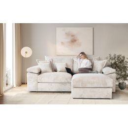 Ecksofa OTTO HOME "Soft&Cosy XL L-Form, B: 246 cm - OTTO. Verl&auml;ssliche Qualit&auml;t.", beige (cream), B:246cm T:187cm, 100% Polyester, Sofas, Ecksofa, Mega-Sofa, Cord oder Chenille-Struktur, mit Federkern & 4 Zierkissen