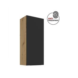 K&uuml;chen-Preisbombe K&uuml;che ARIA H&auml;ngeschrank 45 cm H&ouml;he 90 cm Schwarz K&uuml;chenzeile Anti Fingerprint