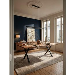 KADIMA DESIGN Esstisch Massivholz Metall X-Gestell Baumkante Rechteckig, Akazie 140x80x76 cm
