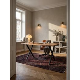 KADIMA DESIGN Schreibtisch Massivholz Baumkante X-Gestell, Akazie 140x80x76 cm