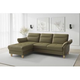 Sit & More Ecksofa SIT & MORE "Pamela L-Form, Leder, B: 218 und 230 cm", olive, B:230cm H:90cm T:164cm, Sofas, Ecksofa, optional Armteilverstellung, Bettfunktion & Bettkasten