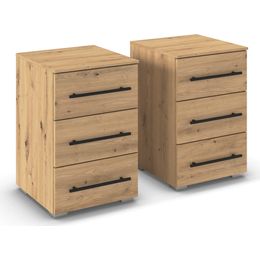 Nachtkommode OTTO HOME "Nachttisch Nachtschrank Schubladen Sideboard Schubladenkommode AVOLA", eiche artisan, B:40cm H:61cm T:42cm, Holzwerkstoff, Sideboards, mit 3 ger&auml;umigen Schubladen f&uuml;r viel Stauraum MADE IN GERMANY