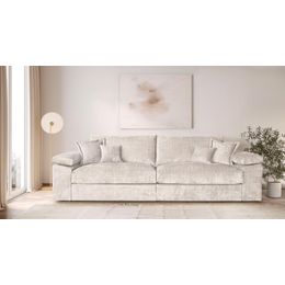 Big-Sofa OTTO HOME "Soft&Cosy XXL, B: 303 cm - OTTO. Verl&auml;ssliche Qualit&auml;t.", beige, B:303cm T:123cm, 100% Polyester, Sofas, Big-Sofa, Mega-Sofa, Cord oder Chenille-Struktur, mit Federkern & 4 Zierkissen