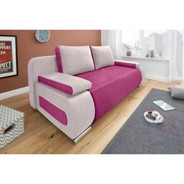 Schlafsofa Collection AB "Moritz B: 200 cm, Liegefl. 142x200 cm", pink (hellgrau, pink), B:200cm H:85cm T:98cm, Kunstleder SOFTLUX / Struktur ( 20% Acryl; 80% Polyester);Microfaser PRIMABELLE (100% Polyester);Microfaser PRIMABELLE (100% Polyester) / Struktur ( 20% Polyacryl; 80% Polyester), Sofas, Schlafsofa