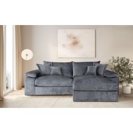 Ecksofa OTTO HOME "Soft&Cosy XL L-Form, B: 246 cm - OTTO. Verl&auml;ssliche Qualit&auml;t.", grau (dunkelgrau), B:246cm T:187cm, 100% Polyester, Sofas, Ecksofa, Mega-Sofa, Cord oder Chenille-Struktur, mit Federkern & 4 Zierkissen