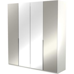 Kleiderschrank Musterring "San Diego, Kleiderschrank, Schrank, Garderobe, mit Glast&uuml;ren", wei&szlig;, B:200cm H:216cm T:58cm, Glas, Holzwerkstoff, Schr&auml;nke, Kleiderschrank, 4-t&uuml;rig (ged&auml;mpft), 4 B&ouml;den, 2 Kleiderstangen, Chromgriffe