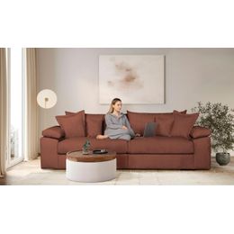 Big-Sofa OTTO HOME "Soft&Cosy XL, B: 246 cm - OTTO. Verl&auml;ssliche Qualit&auml;t.", braun (terracota), B:246cm T:123cm, 100% Polyester, Sofas, Big-Sofa, Mega-Sofa, Cord oder Chenille-Struktur, mit Federkern & 4 Zierkissen