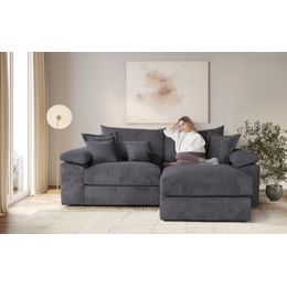 Ecksofa OTTO HOME "Soft&Cosy XL L-Form, B: 246 cm - OTTO. Verl&auml;ssliche Qualit&auml;t.", grau (anthrazit), B:246cm T:187cm, 100% Polyester, Sofas, Ecksofa, Mega-Sofa, Cord oder Chenille-Struktur, mit Federkern & 4 Zierkissen, Topseller