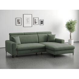 Ecksofa TRENDS BY HG "Nizza, L-Form, B: 250cm", gr&uuml;n (b619 glow 9 wintermoss), B:250cm H:104cm T:166cm, 92% Polyester;8% Nylon, Sofas, Ecksofa, Schlaffunktion + Bettkasten