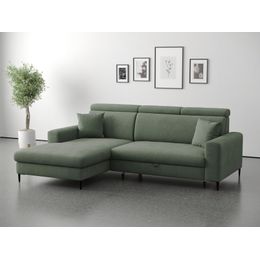 Ecksofa TRENDS BY HG "Nizza, L-Form, B: 250cm", gr&uuml;n (b619 glow 9 wintermoss), B:250cm H:104cm T:166cm, 92% Polyester;8% Nylon, Sofas, Ecksofa, Schlaffunktion + Bettkasten