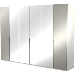 Kleiderschrank Musterring "San Diego, Kleiderschrank, Schrank, Garderobe, mit Glast&uuml;ren", wei&szlig;, B:300cm H:216cm T:58cm, Glas, Holzwerkstoff, Schr&auml;nke, Kleiderschrank, 6-t&uuml;rig (ged&auml;mpft), 6 B&ouml;den, 3 Kleiderstangen, Chromgriffe