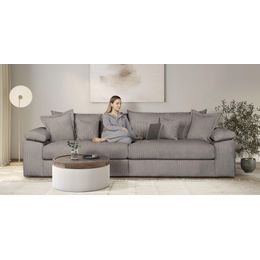 Big-Sofa OTTO HOME "Soft&Cosy XXL, B: 303 cm - OTTO. Verl&auml;ssliche Qualit&auml;t.", grau (taupe), B:303cm T:123cm, 100% Polyester, Sofas, Big-Sofa, Mega-Sofa, Cord oder Chenille-Struktur, mit Federkern & 4 Zierkissen