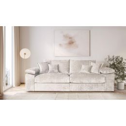 Big-Sofa OTTO HOME "Soft&Cosy XL, B: 246 cm - OTTO. Verl&auml;ssliche Qualit&auml;t.", beige, B:246cm T:123cm, 100% Polyester, Sofas, Big-Sofa, Mega-Sofa, Cord oder Chenille-Struktur, mit Federkern & 4 Zierkissen