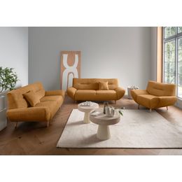 Polstergarnitur Home Affairegold, gold, Sitzm&ouml;bel-Sets, "DRAGO Set 3-2-1, zeitlose Garnitur, bodenfrei, Holzfu&szlig;"